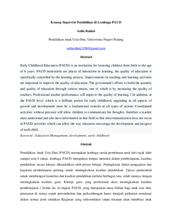 (PDF) Konsep Supervisi Pendidikan di Lembaga PAUD