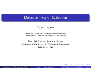 (PDF) Molecular Integral Evaluation