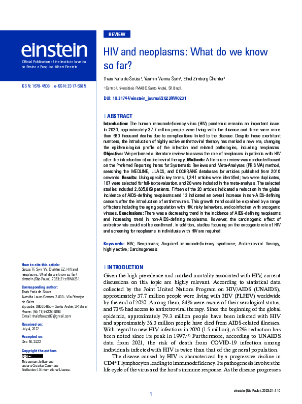 (PDF) HIV and neoplasms: What do we know so far