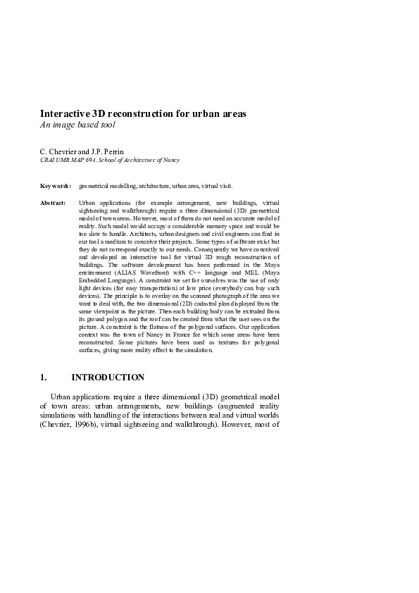 Pdf Interactive 3d Reconstruction For Urban Areas