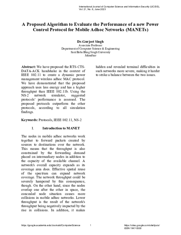 Pdf A Proposed Algorithm To Evaluate The Performance Of A New Power Control Protocol For