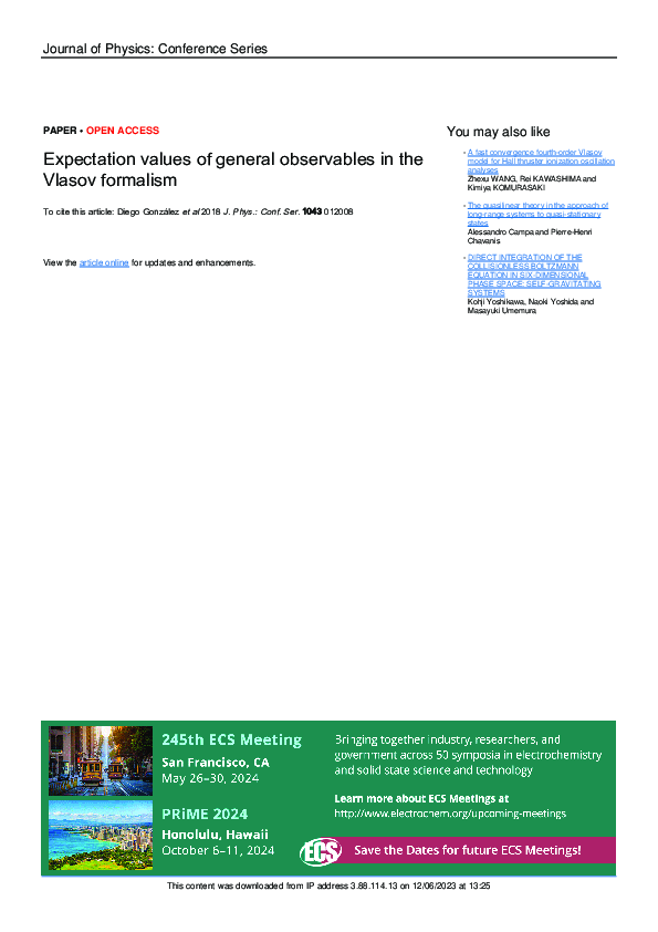 (PDF) Expectation values of general observables in the Vlasov formalism