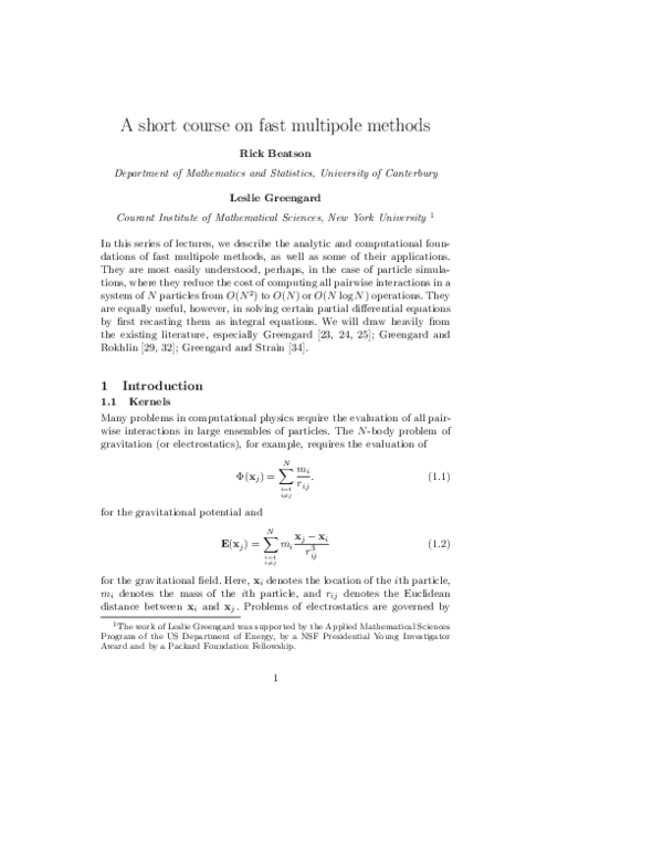 (PDF) A short course on fast multipole methods