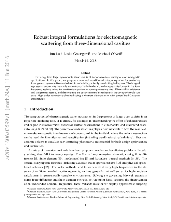 (PDF) Robust integral formulations for electromagnetic scattering from three-dimensional cavities