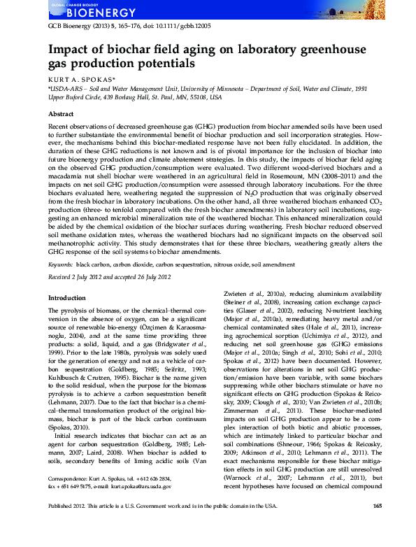 (PDF) Impact of biochar field aging on laboratory greenhouse gas ...