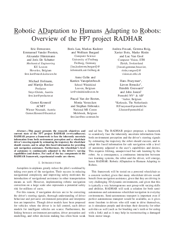 (PDF) Robotic ADaption to Humans Adapting to Robots