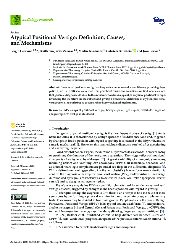 Atypical Positional Vertigo: Definition, Causes, and Mechanisms