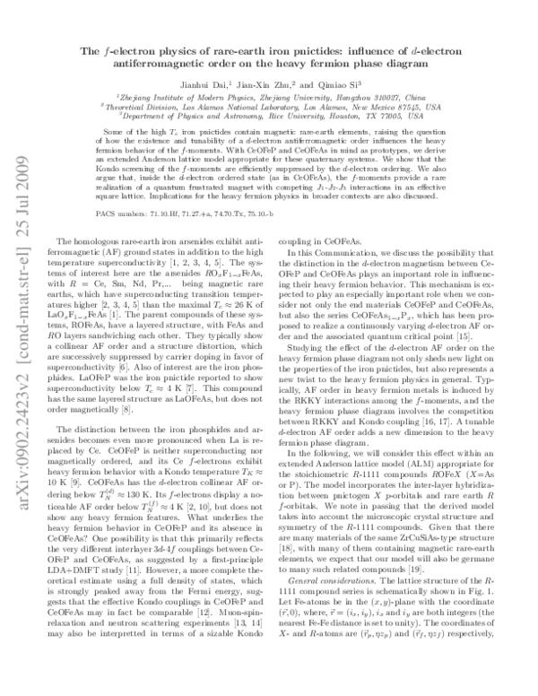 (PDF) f-spin physics of rare-earth iron pnictides: Influence ofd ...