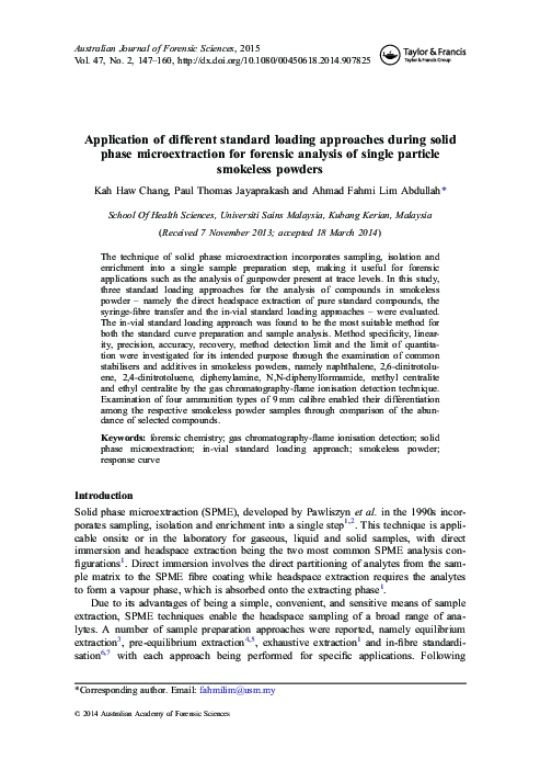 (PDF) Application of different standard loading approaches during solid ...