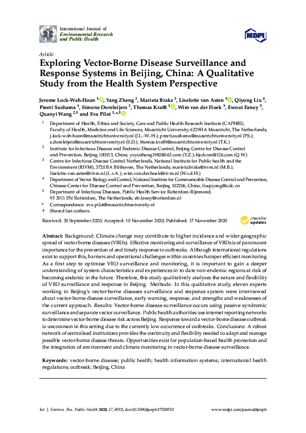 (PDF) Exploring Vector-Borne Disease Surveillance and Response Systems in Beijing, China: A ...