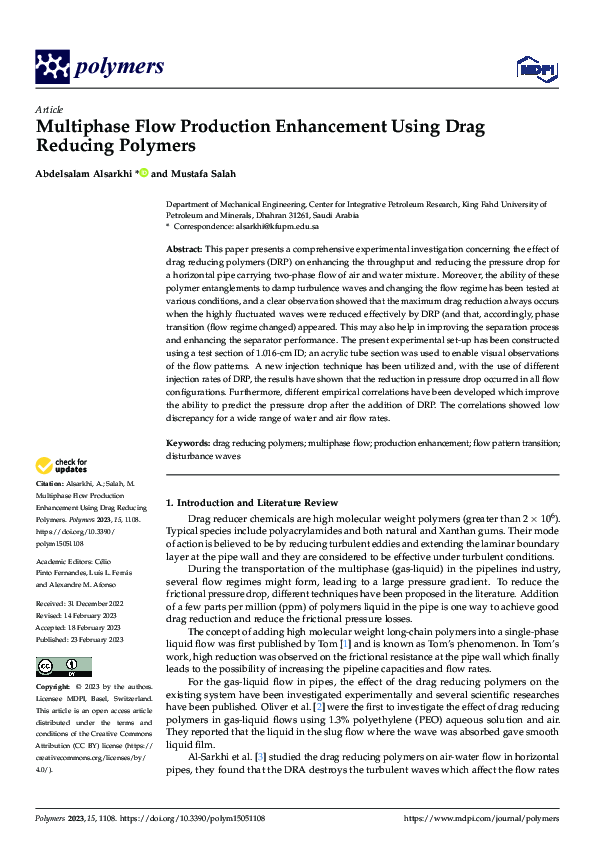 (PDF) Multiphase Flow Production Enhancement Using Drag Reducing Polymers
