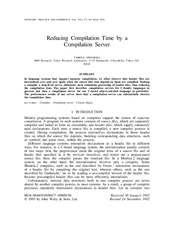 Pdf Reducing Compilation Time By A Compilation Server