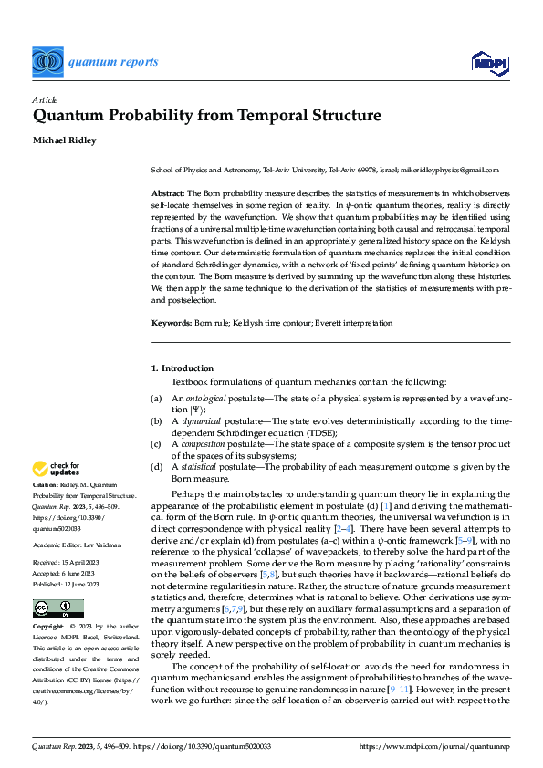 (PDF) Quantum Probability from Temporal Structure
