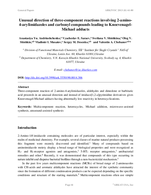 (PDF) Unusual direction of three-component reaction involving 2-amino-4 ...