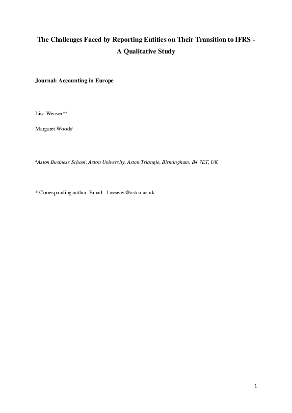(PDF) The Challenges Faced by Reporting Entities on Their Transition to ...