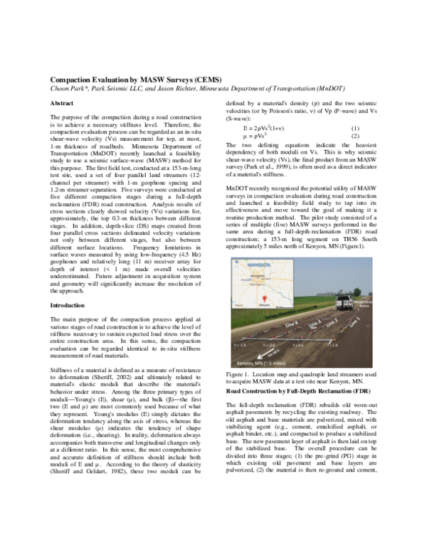 (PDF) Compaction evaluation by MASW surveys (CEMS)