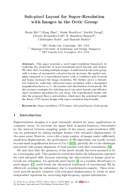 (PDF) Sub-pixel Layout for Super-Resolution with Images in the Octic Group