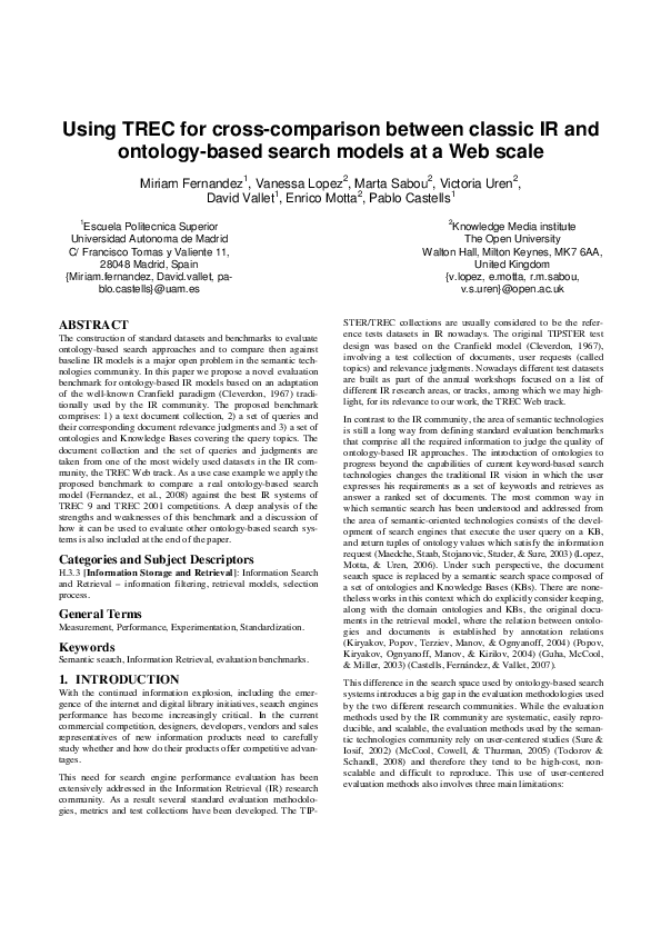 (PDF) Using TREC for cross-comparison between classic IR and ontology ...