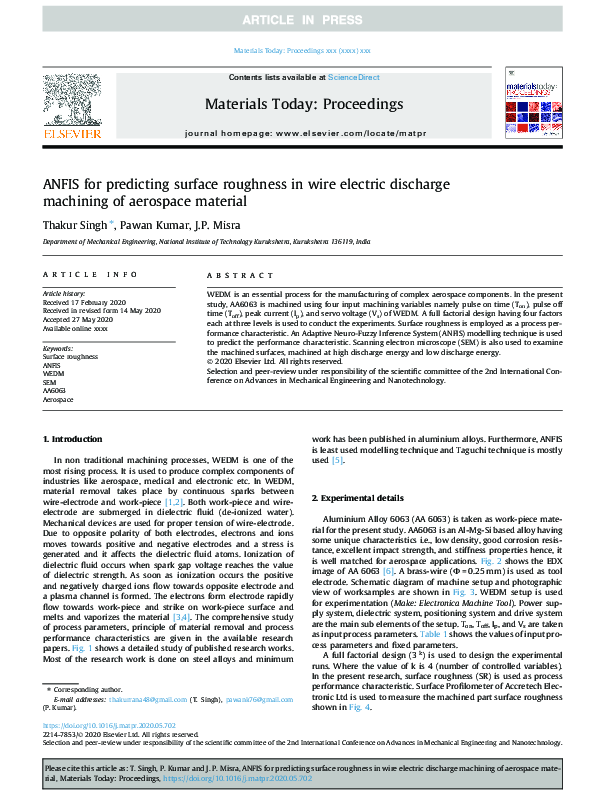 (PDF) ANFIS for predicting surface roughness in wire electric discharge machining of aerospace ...