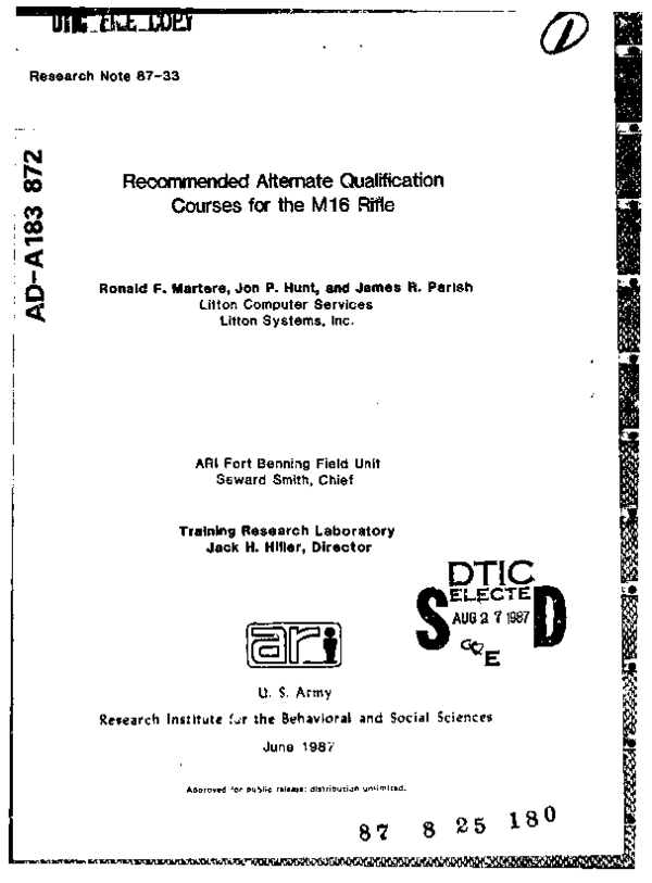 (PDF) Recommended Alternate Qualification Courses for the M16 Rifle