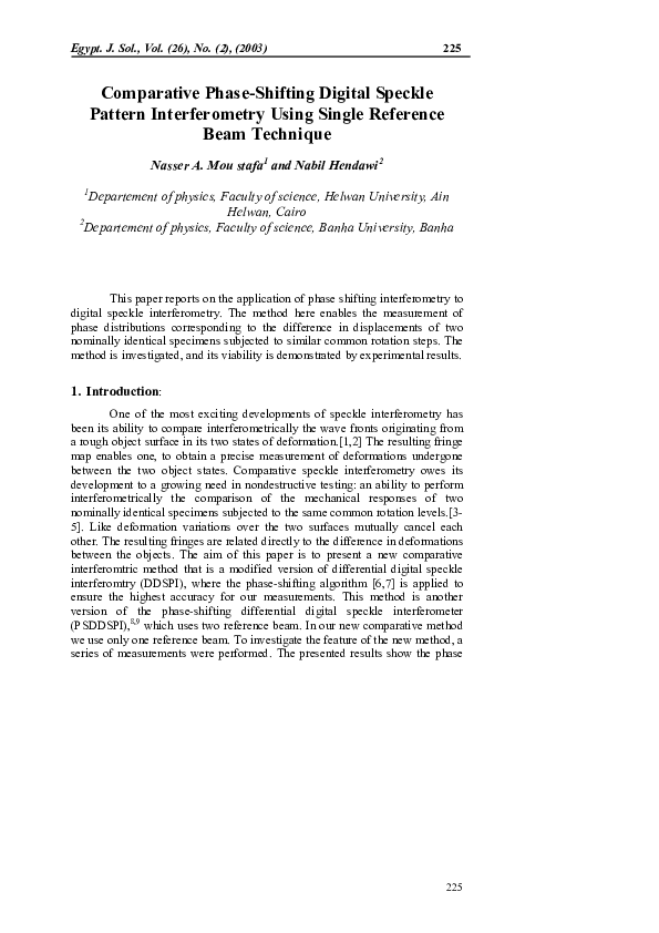 (PDF) Comparative Phase-Shifting Digital Speckle Pattern Interferometry Using Single Reference ...