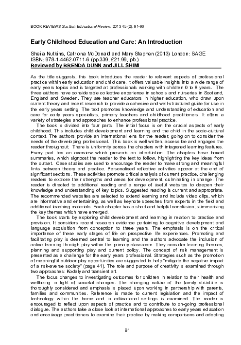 (PDF) Early Childhood Education and Care: An Introduction