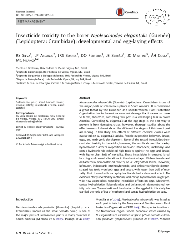 (PDF) Insecticide toxicity to the borer Neoleucinodes elegantalis ...