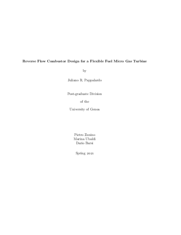 (PDF) Reverse Flow Combustor Design for a Flexible Fuel Micro Gas Turbine