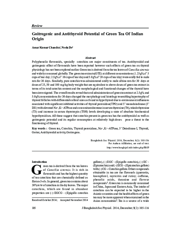 (PDF) Goitrogenic and Antithyroid Potential of Green Tea of Indian Origin