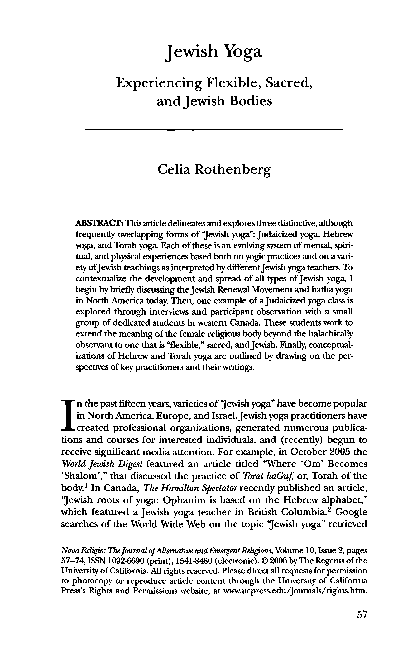 (PDF) Jewish Yoga: Experiencing Flexible, Sacred, and Jewish Bodies