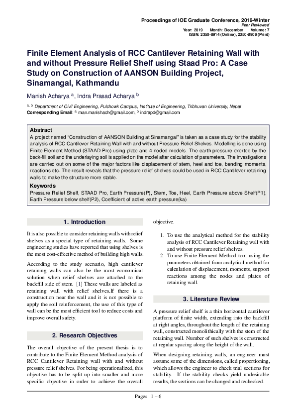 Finite Element Analysis of RCC Cantilever Retaining Wall with and ...