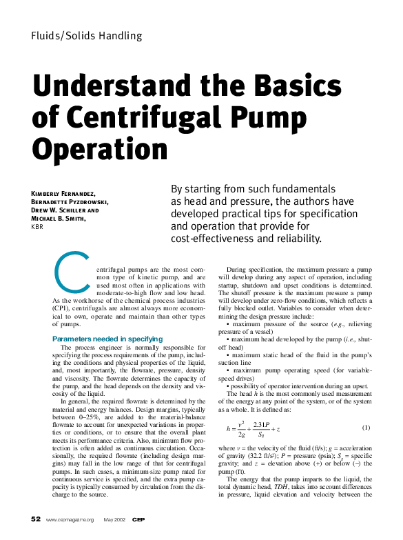 (PDF) Understand the basics of centrifugal pump operation