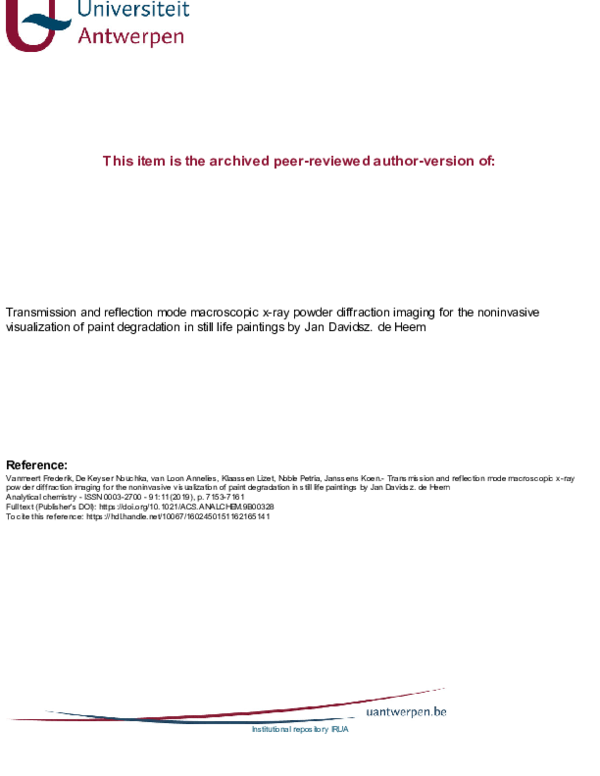 (PDF) Transmission and Reflection Mode Macroscopic X-ray Powder ...