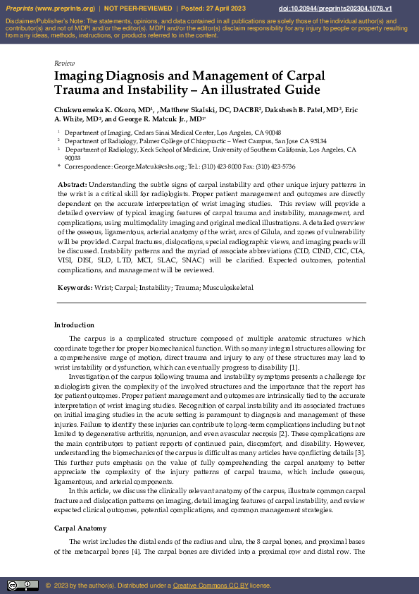 (PDF) Imaging Diagnosis and Management of Carpal Trauma and Instability ...