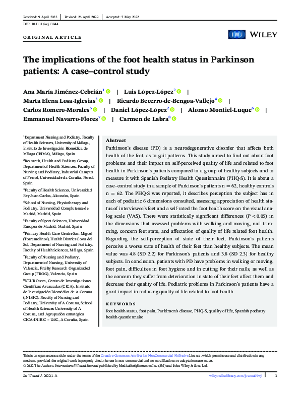 (PDF) The implications of the foot health status in Parkinson patients ...
