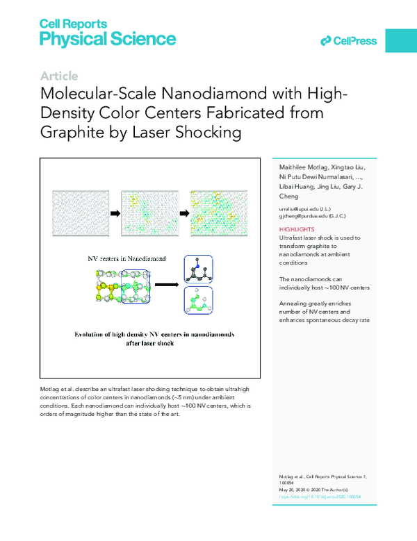 (PDF) Molecular-Scale Nanodiamond with High-Density Color Centers ...