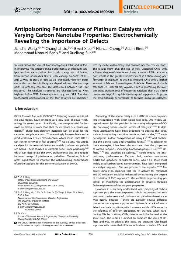 (PDF) Antipoisoning Performance of Platinum Catalysts with Varying ...