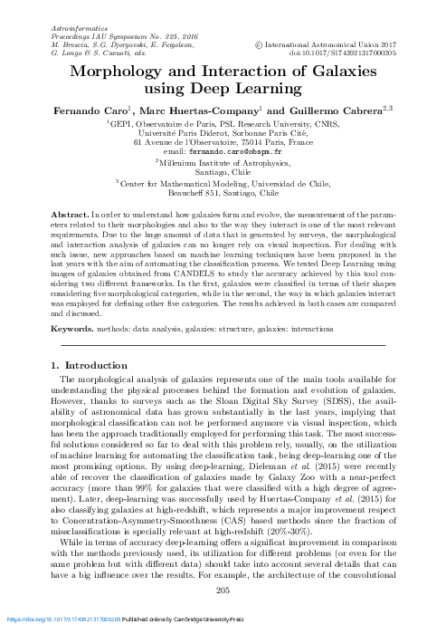 (PDF) Morphology and Interaction of Galaxies using Deep Learning