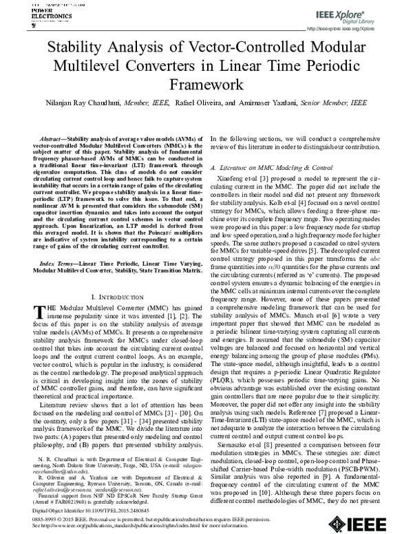 (PDF) Stability Analysis of Vector-Controlled Modular Multilevel ...