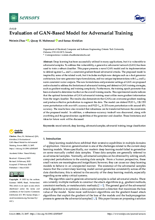 (PDF) Evaluation of GAN-Based Model for Adversarial Training