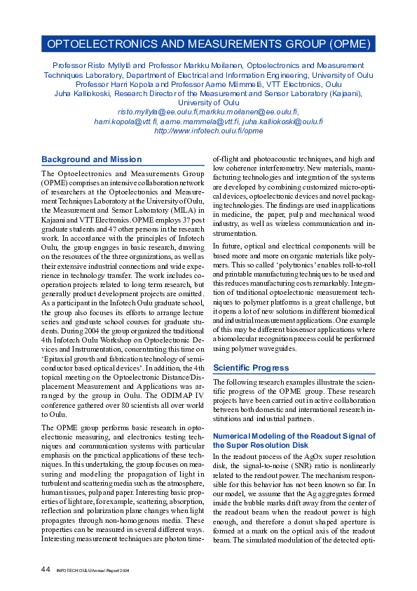 (PDF) Optoelectronics and Measurements Group (Opme)
