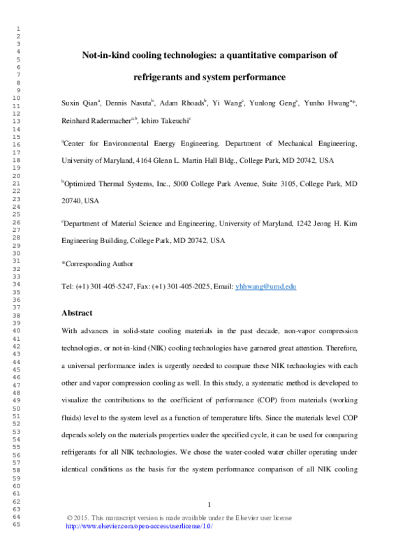 (PDF) Not-in-kind cooling technologies: A quantitative comparison of ...