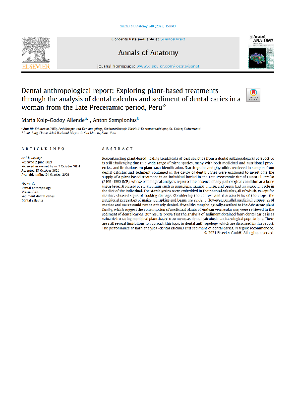(PDF) Dental anthropological report: Exploring plant-based treatments ...