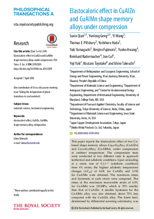 (PDF) Elastocaloric effect in CuAlZn and CuAlMn shape memory alloys ...