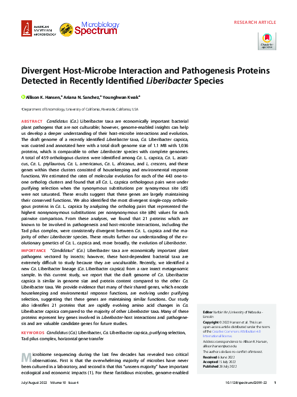(PDF) Divergent Host-Microbe Interaction and Pathogenesis Proteins Detected in Recently ...