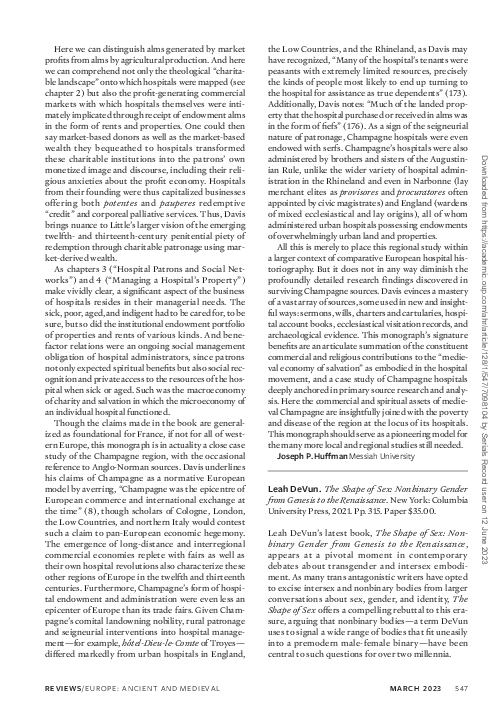 (PDF) Leah DeVun. The Shape of Sex: Nonbinary Gender from Genesis to ...