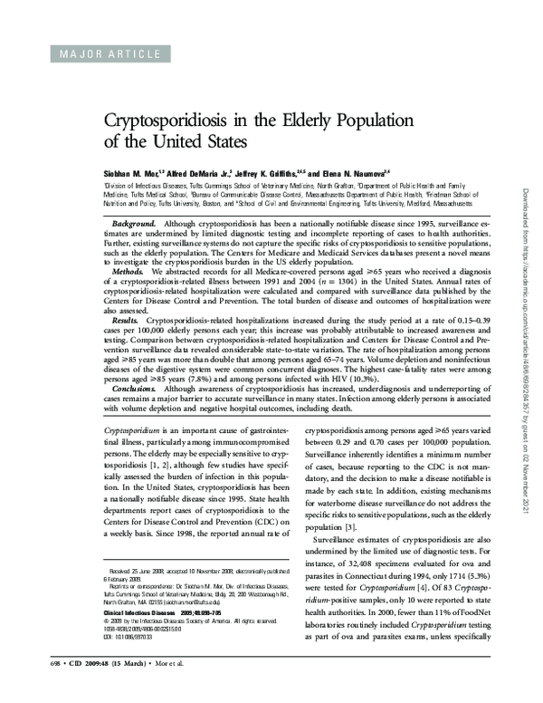 (PDF) Cryptosporidiosis in the Elderly Population of the United States ...