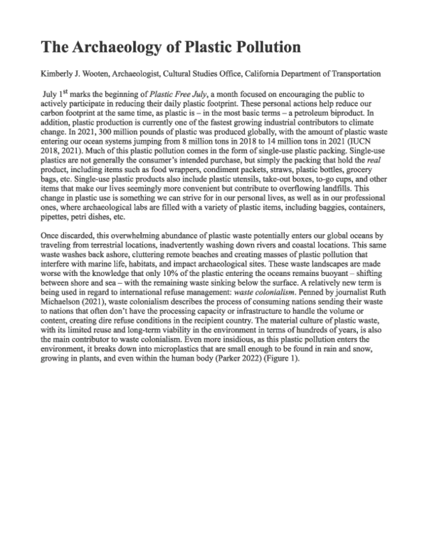 (PDF) The Archaeology of Plastic Pollution - SHA Blog