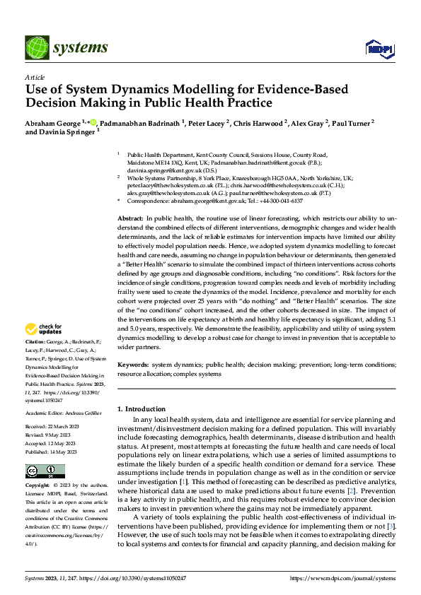 (PDF) Use of System Dynamics Modelling for Evidence-Based Decision ...