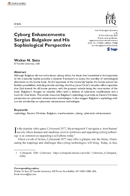 (PDF) Cyborg Enhancements: Sergius Bulgakov and His Sophiological ...